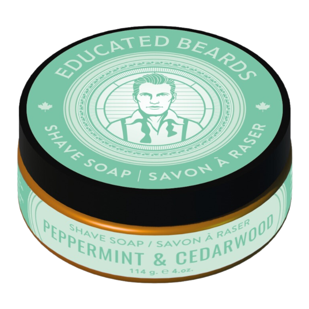 Peppermint Cedarwood Shave Soap 114g/ 4oz | Educated Beards
